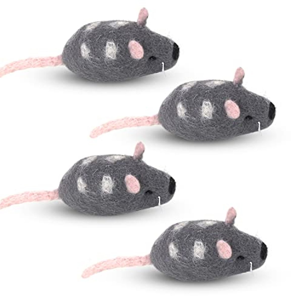 Feltcave Wool Cat Mouse Toys – Handmade Felt Mouse Cat Toy Without Catnip, Cat Toys for Indoor Cats, Cat Mice Toys 4-Pack