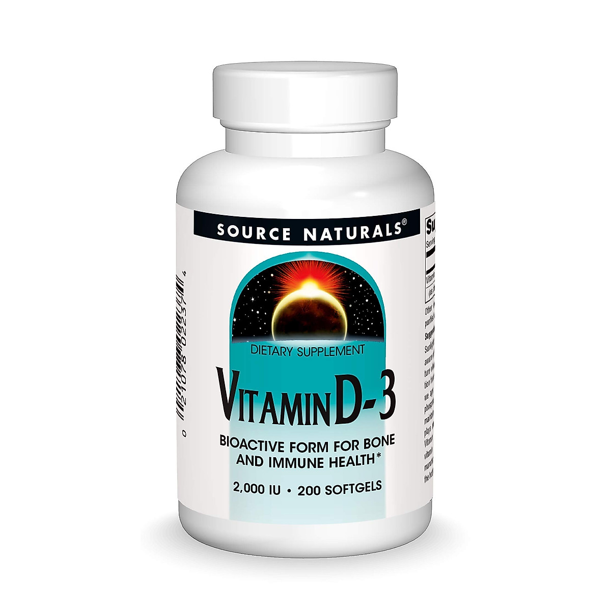 Source Naturals Vitamin D-3 2000 iu Supports Bone & Immune Health - 200 Softgels