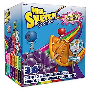 Mr. Sketch Scented Washable Markers, Chisel Tip, Assorted Colours, 36 Count.