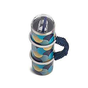 Hydragear Skinny Stainless Steel Insulated Tumbler with Splash-Proof Dual Lid & Braided Elastic Handle - 30 Oz - Geo Print
