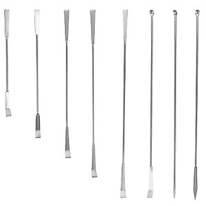 Hemobllo Stainless Steel Lab Spatula Micro Sampling Scoop Double Ended Mixing Spoon Laboratory Measuring Spoon for Powders Gel Cap Filler Micro Lab Spoon Laboratory Mixing Spatula Set (8 Pcs)