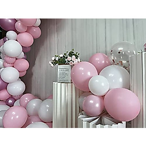 Pink and White Balloons 112PCS Light Pink Balloons White Confetti Metallic Rose Gold Balloons for Birthday Anniversary Party Decorations