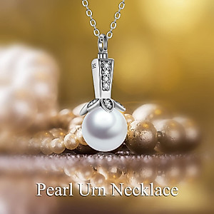 Pearl Urn Necklace for Ashes Sterling Sliver Cremation Jewelry for Ashes Memory Keepsake Necklace Ashes Necklace for Women Girls