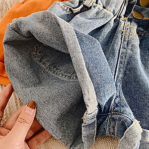 Moru Toddler Baby Girls Casual Denim Shorts Summer High Waisted Jeans Short (Blue, 12-24 Months)