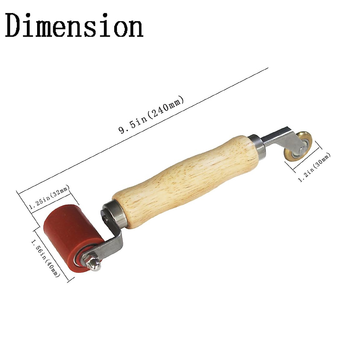 𝐋𝐮𝐨 𝐤𝐞 Heavy Duty Silicone Seam Roller - 40mm Sound Deadening Silicone Hand Rollers with 6mm Brass Detail Penny Roller Used for PVC/Tpo/Epdm Single Ply Roofing Tape