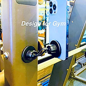 ARMOLABX Dual Magnetic Phone Holder for Gym, Gym Phone Holder for Videos, [720 Degree Rotating] Double Sided Magnet Phone Holder Attach to Any Metal Surface [4 Pack Metal Plate Included]