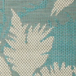 Couristan Monaco Coastal Flora Indoor/Outdoor Machine Made Area Rug, 2' x 3'7", Ivory/Turquoise