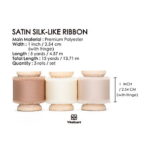 Vitalizart Silk Satin Ribbon 1 Inch x 15 Yard Wooden Spool Champagne & Nude Handmade Frayed Ribbon for Gift Wrapping Baby Shower Wedding Bridal Bouquets Holiday Decor Light Brown