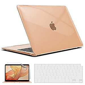 IBENZER Compatible with 2022 2021 2020 MacBook Air 13 inch case M1 A2337 A2179 A1932, Hard Shell Case&Keyboard Cover&Screen Film for Mac Air 13 with Touch ID, Crystal Clear, AT13CYCL+2