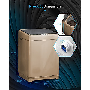 TABU Full-Automatic Washing Machine, 17.6lbs Portable Washing Machine with Dryer, 1.7 Cu Ft 2 in 1 Portable Washer with Drain Pump, 10 Wash Programs, LED Display, 8 Water Levels (Brown)