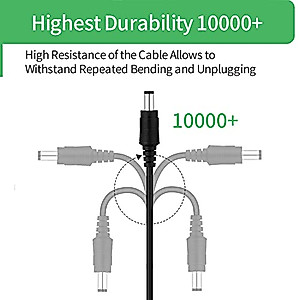 [UL Certified] AC 100-240V to DC 12V 5A Power Supply Adapter Switching + AC Cord Cable 5.5mm x 2.1mm for CCTV Camera DVR NVR Led Light Strip UL Listed FCC