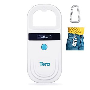 Tera Pet Microchip Reader Scanner with D-Ring RFID Portable Animal Chip ID Scanner with OLED Display Screen Rechargeable Data Storage Tag Scanner EMID FDX-B(ISO11784/85) for Dog Cat Animal Management