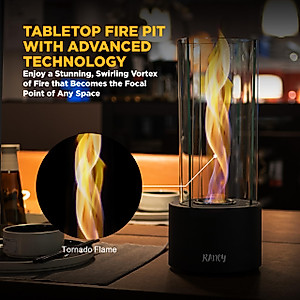 Rancy Tornado Tabletop Firepit – Tornado Flame Tabletop Fire Pit – Stylish Outdoor Indoor Décor – Modern Patio Accessory with Elegant Flame & Swirling Flame Design – Compact & Portable Fireplace