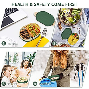 BoofWate Bento Lunch Box, Green, Leakproof, Portable, Microwave Safe, 3-13 Years