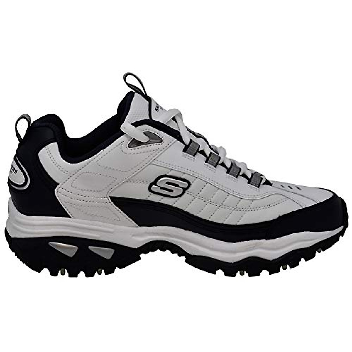 Skechers Men's Energy Afterburn Lace-Up Sneaker, White/Navy, 14 Wide