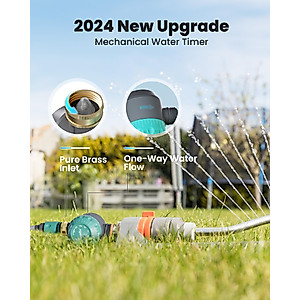 RAINPOINT Mechanical Sprinkler Timer with Brass Swivel, Water Timer for Garden Hose, Waterproof Hose Timer for Watering 1 Outlet, No Batteries Required (1-Pack)