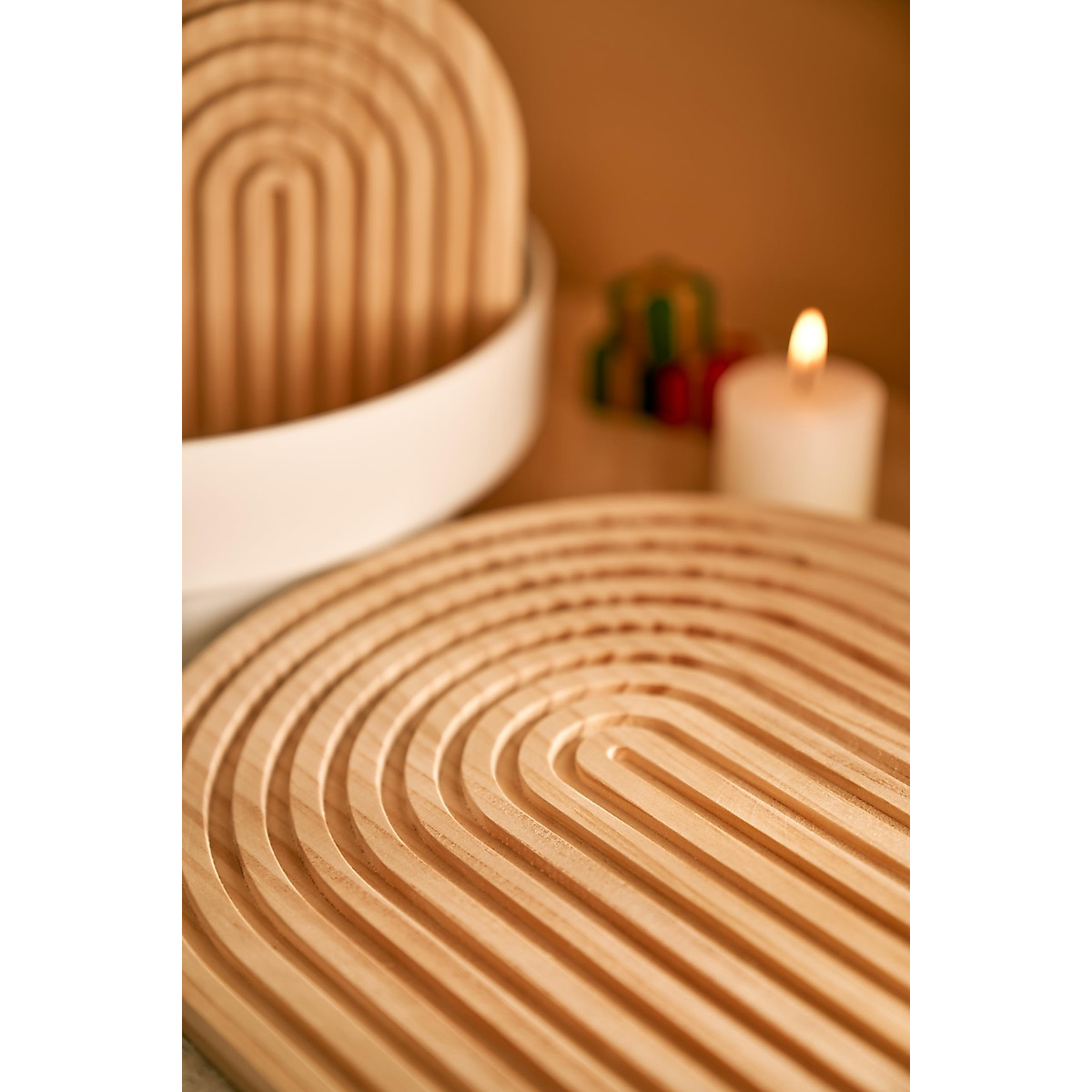 Homtik Set of 2 Wooden Arch Boho Decor for Shelf, Fireplace Mantel, Counter, Table, Dresser - Mid Century Modern Decorative Object Aesthetic Decorations for Living Room, Kitchen, Home Office, Nursery