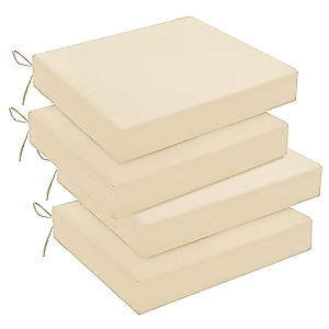 LOVTEX Outdoor Chair Cushions 18.5"x16"x3" Pack of 4, Patio Cushions for Outdoor Furniture, Water Resistant Square Corner Seat Cushions, Beige