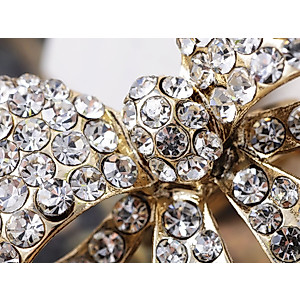 Alilang Golden Tone Shine Clear Crystal Rhinestones Bow Knot Statement Adjustable Ring