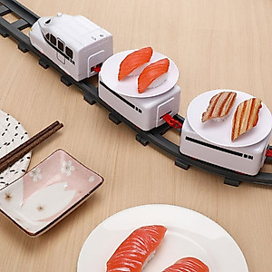 TOYANDONA Sushi Train Set Toy | Rotating Table Food Train Battery Powered Toy Train Set for Party DIY Sushi Display Table Swing Plate, Under Christmas Tree Train Track for Kids
