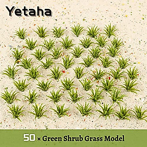 Yetaha 50pcs Green Shrubs Bush Model, Aritificial Plants, Railway Wargame Park Diorama Scenery HO 3.5cm, Architecture Model Railroad Scenery