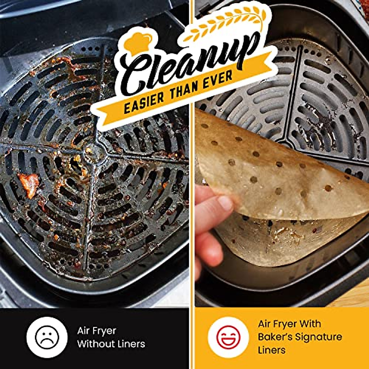 Bamboo Steamer Liner, 8.5" Air Fryer Parchment Paper Liners Sheets – 220pcs Unbleached Bamboo Steamer Basket Liners – Easy Cleanup, Will Not Burn or Curl, Non-Toxic & Volume Pack by Baker’s Signature