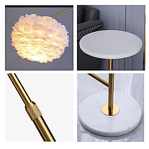 Delemade Floor Lamp,Modern Bedside Lamp with Table, Glam Floor Lamp for Living Room, Bedroom (A Golden)