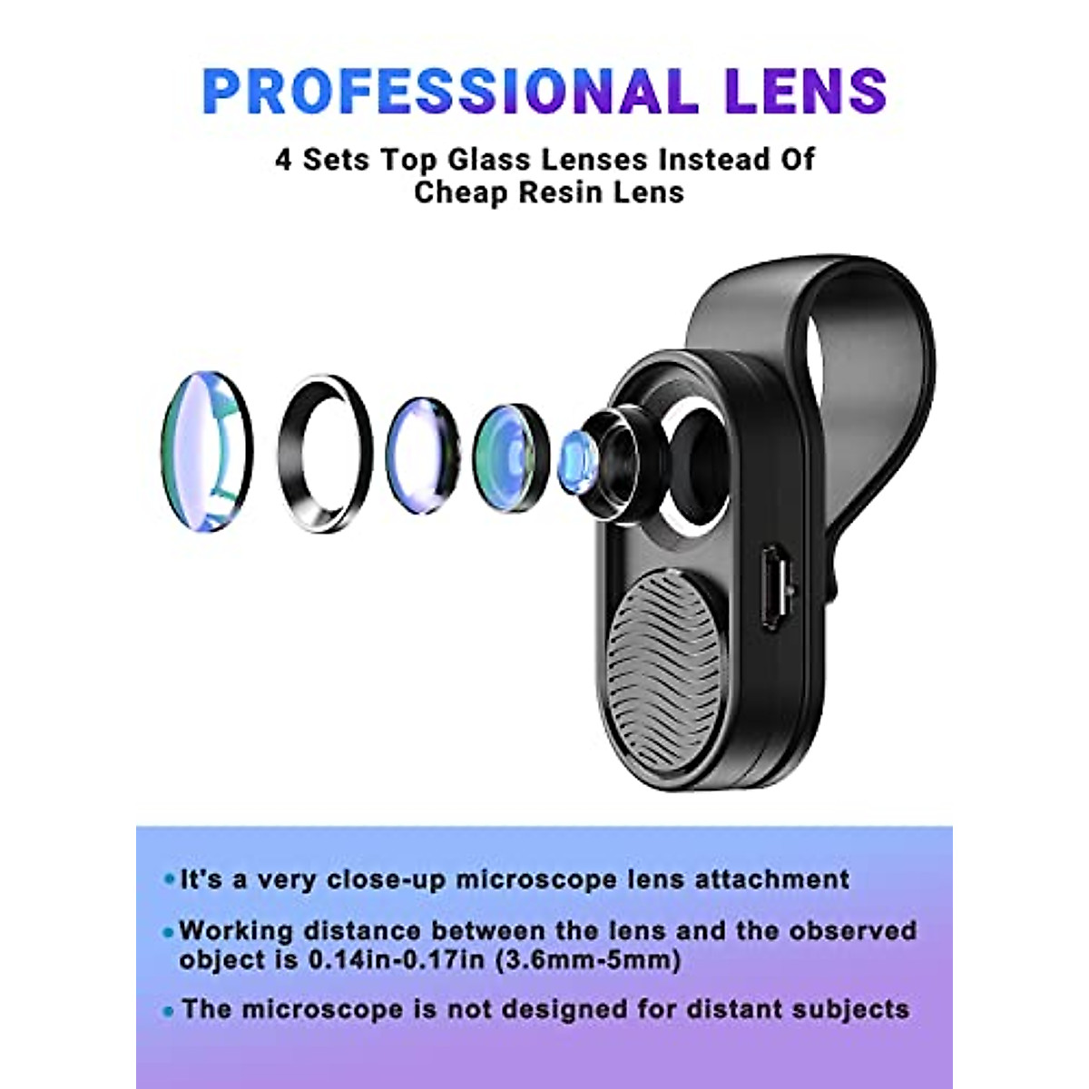 APEXEL Phone Microscope, Pocket Microscope iPhone Camera Lens Attachment Microscope 100X Microscopes With Universal Clip Fits for All Smartphone Portable Micro Loupe Lens for Kids Adults Trichome Coin