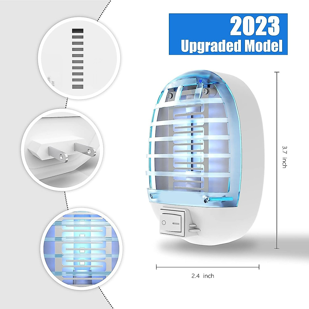 Fly Traps Indoor for Home PARSMIC Bug Zapper Mosquito Trap Electric Fly Swatter Racket Fly Zapper Updated Fly Killer – Light Blue, 6PCS