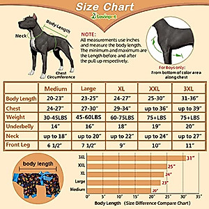 LovinPet Pajamas Dog Clothes - Large Dog Pajamas, Post Surgery Recovery Shirt, Stretchy Fabric, Aim for The Moon Flannel Navy Print, Dog PJ's, Anti Licking, Easy Wear Dog Jammies,Black Blue M