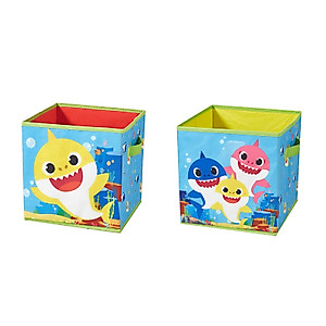 Idea Nuova Baby Shark Durable Storage Cubes - Set of 2 with Handles, Perfect for Kids' Organization