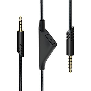 YARENKA Replacement Astro A10 A40 Cable, 2.0M A40 Inline Mute Cable Cord Compatible with Astro A10/A40 Gaming Headsets Xbox One Ps4 Controller Headphone Audio Extension Cable 6.5 Feet Black
