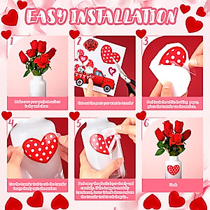 105 Pcs Valentine's Day Rub on Transfers Decor Stickers Transfers for Furniture Floral Scrapbook Stickers Iron on Transfers Decal Sticker for DIY Crafts Paper Wood Design, 5.9 x 5.9 Inch