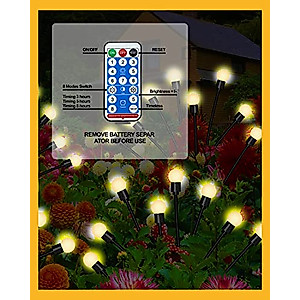 6Pack Firefly Garden Lights Solar Outdoor,8LED Solar Garden Lights, Sway by Wind, Waterproof Solar Outdoor Lights Decorative with Remote 8 Lighting Mode for Landscape Pathway Yard decorations outdoor
