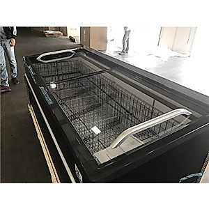 Chest Freezer for Supermarket Glass sliding Door 87" Black Showcase Freezer Curve Display Top w/Storage Baskets-34 Cu.Ft CQV22L