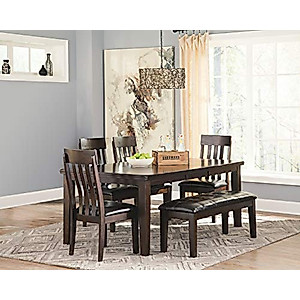 Signature Design by Ashley Haddigan Traditional Rectangular Dining Extension Table, Seats up to 8, Dark Brown