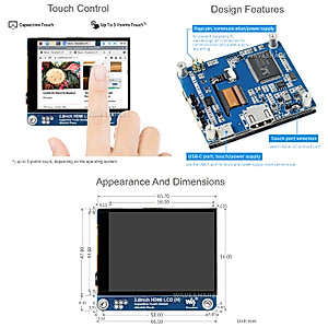 Waveshare 2.8inch HDMI IPS LCD Display, Compatible with Raspberry Pi 5/4B/3B/Zero/Zero W/Zero 2W/Pico/Pico W/Pico WH, 480×640 Resolution Supports Jerson Nano/Windows