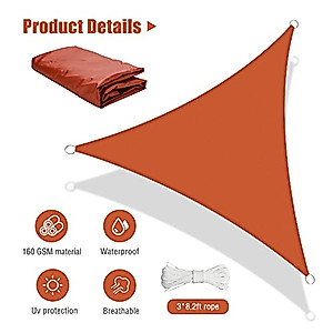 Number-one Sun Sail Shades, 9.8x9.8x9.8ft Sun Shade Sail Triangle/Waterproof 160GSM UV Block Sail Canopy, Sun Shade Sail Canopy for Patio Backyard Lawn Garden Deck Sand Camping or Outdoor Activities