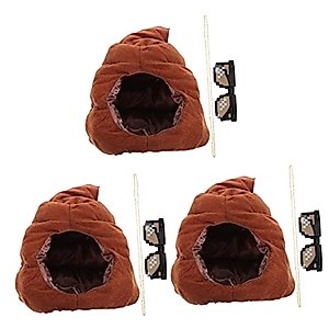 Abaodam 3 Sets Birthday Hat Kids Outfits Kids Tiara Browns Hat Xmas Poop Toys Kids Fruit Cap Christmas Stocking Stuffer Costume Accessory Decorative Poop Hat Party Poop Hat Keep Warm Child