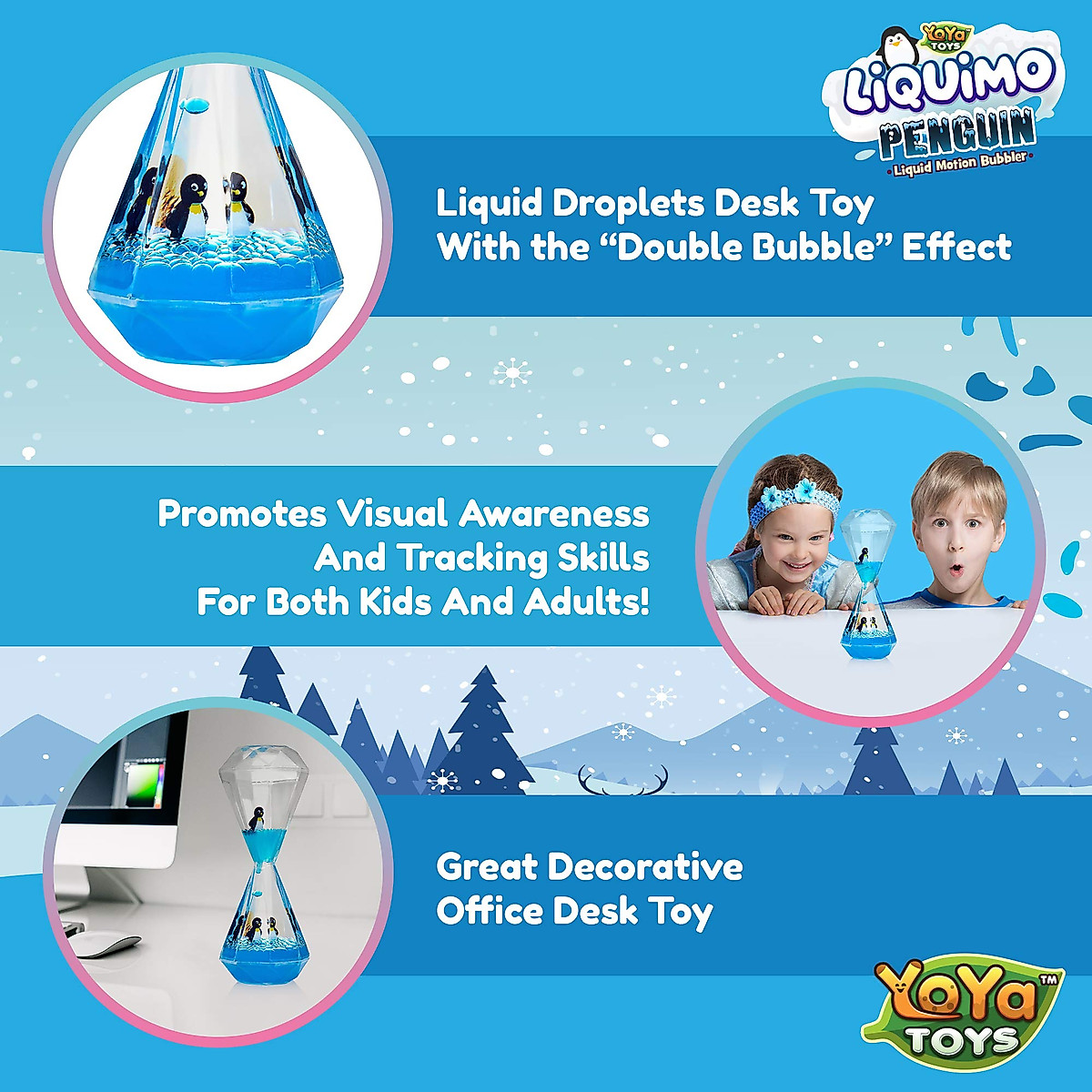YoYa Toys Liquimo Penguin - Liquid Motion Bubbler for Kids and Adults - Penguin Theme - Satisfying Toys for Stress and Anxiety Relief - Fidget Toy Can Be Used as a Colorful Kitchen Timer