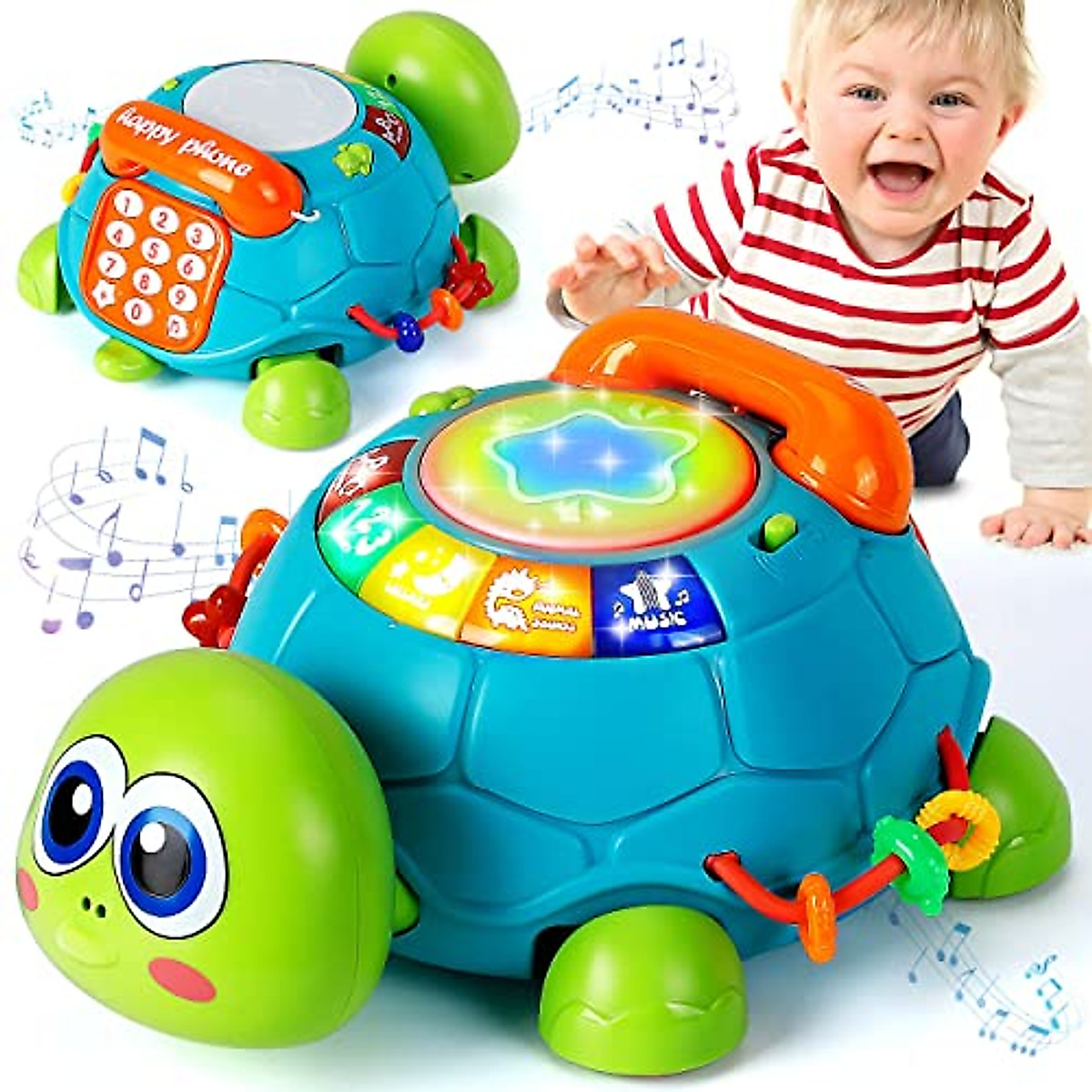 MAGIBX Educational Toys for 1 2 Year Old Boy Girl Gifts, Baby Toys 6 to 12 Months, Crawling Toys for Babies 6-12-18 Months Tummy Time, Light Up Musical Turtle Toys for 1 Year Old First Birthday Gifts