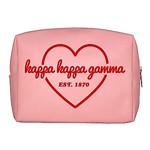 Sorority Shop Kappa Kappa Gamma Makeup Bag - Multi-Purpose PU Leather, Water-Resistant Makeup travel bag with Licensed Design and Zipper Closure, Perfect Kappa Kappa Gamma Sorority Gifts for Women