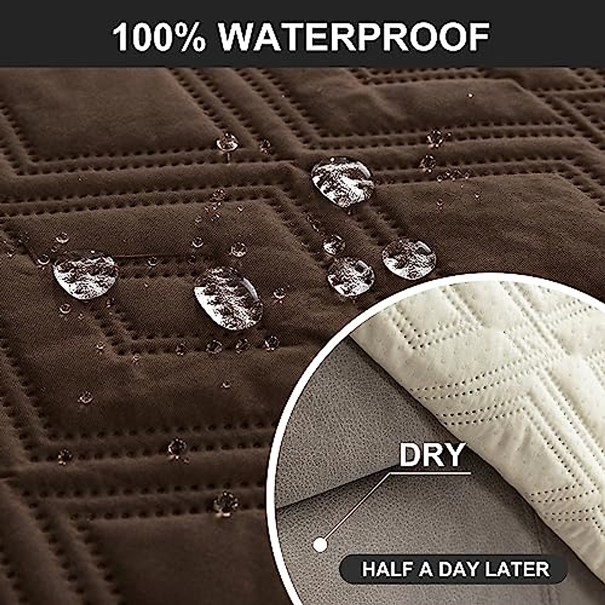 Genina Recliner Loveseat Cover Non-Slip, Sofa Cover for Reclining Couch 2 Seat, Loveseat Covers Double Recliner Furniture Protector Cover with Elastic Straps for Pets (Chocolate, Recliner Loveseat)