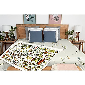 Avalokitesvara Vintage Edible Mushroom Flannel Blanket Super Soft and Warm for Bed Couch Sofa 80x60 Inch Twin Blanket for Adult