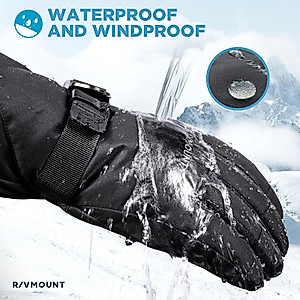 rivmount Ski Snow Gloves Men Women, Waterproof 3M Thinsulate Touchscreen, Winter Cold Weather Warm Gloves Wrist Leashes