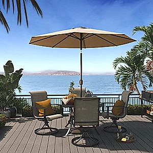 Grand patio 9 FT Enhanced Aluminum Patio Umbrella, UV Protected outdoor Umbrella with Auto Crank and Push Button Tilt, Beige