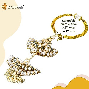 HATHKAAM Rakhi Lumba Set Designer Rakhi with Kundan Lumba for Brother Bhabhi Traditional Handmade Rakhi Lumba Set for Bhai Bhabhi Lumba Rakhi Set for Bhaiya Bhabhi Gift for Rakhsha Bandhan (HKRL017A)