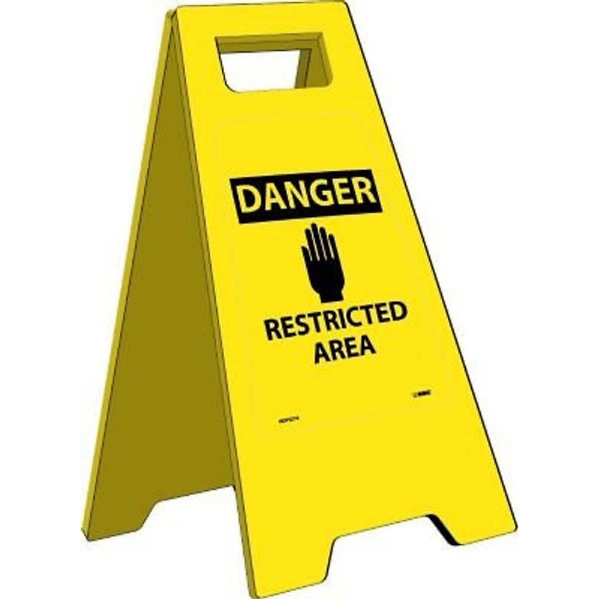 NMC HDFS210 Heavy Duty Floor Stand Sign, Legend "DANGER - RESTRICTED AREA", 10-3/4" Length x 24-5/8" Height, Black on Yellow