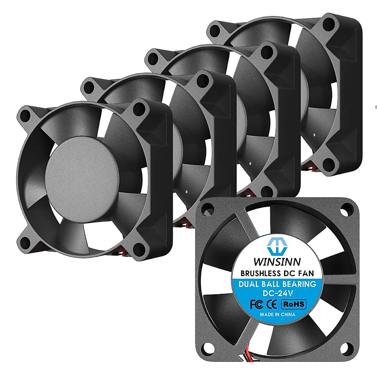 WINSINN 30mm Fan 24V, 3D Printer Micro 24 Volt Fans 3010 Dual Ball Bearing, Brushless Cooling 30mmx10mm 2PIN (Pack of 5Pcs)