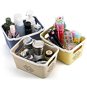 Jucoan 9 Pack Plastic Storage Baskets, Small Shelf Storage Baskets Classroom Storage Baskets for Home Kitchen Bathroom Cabinet Office School, 8.5 x 6 x 4.75 Inch